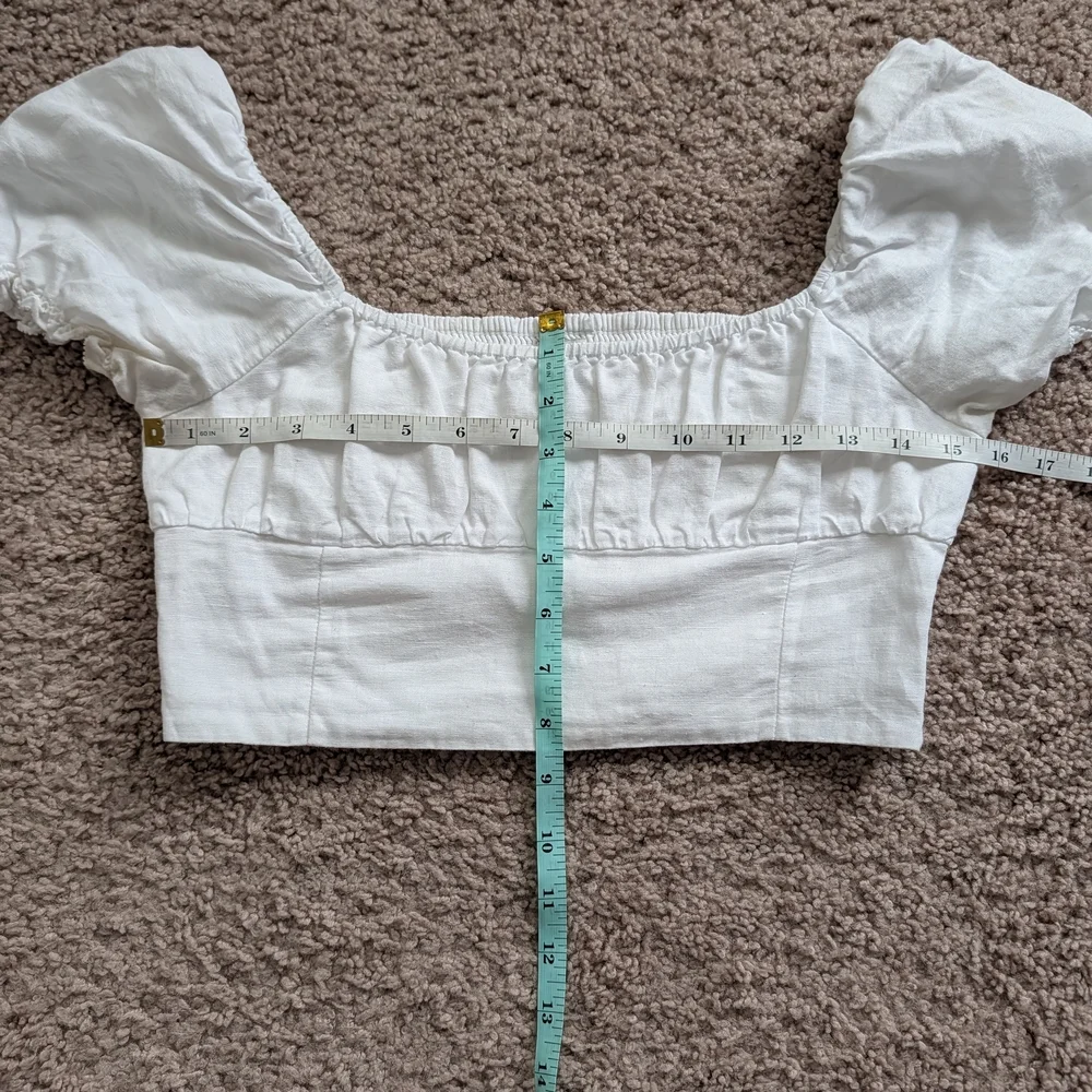 Aritzia | Tops | Aritzia Sunday Best Aviva Slate White Puff Sleeve ...